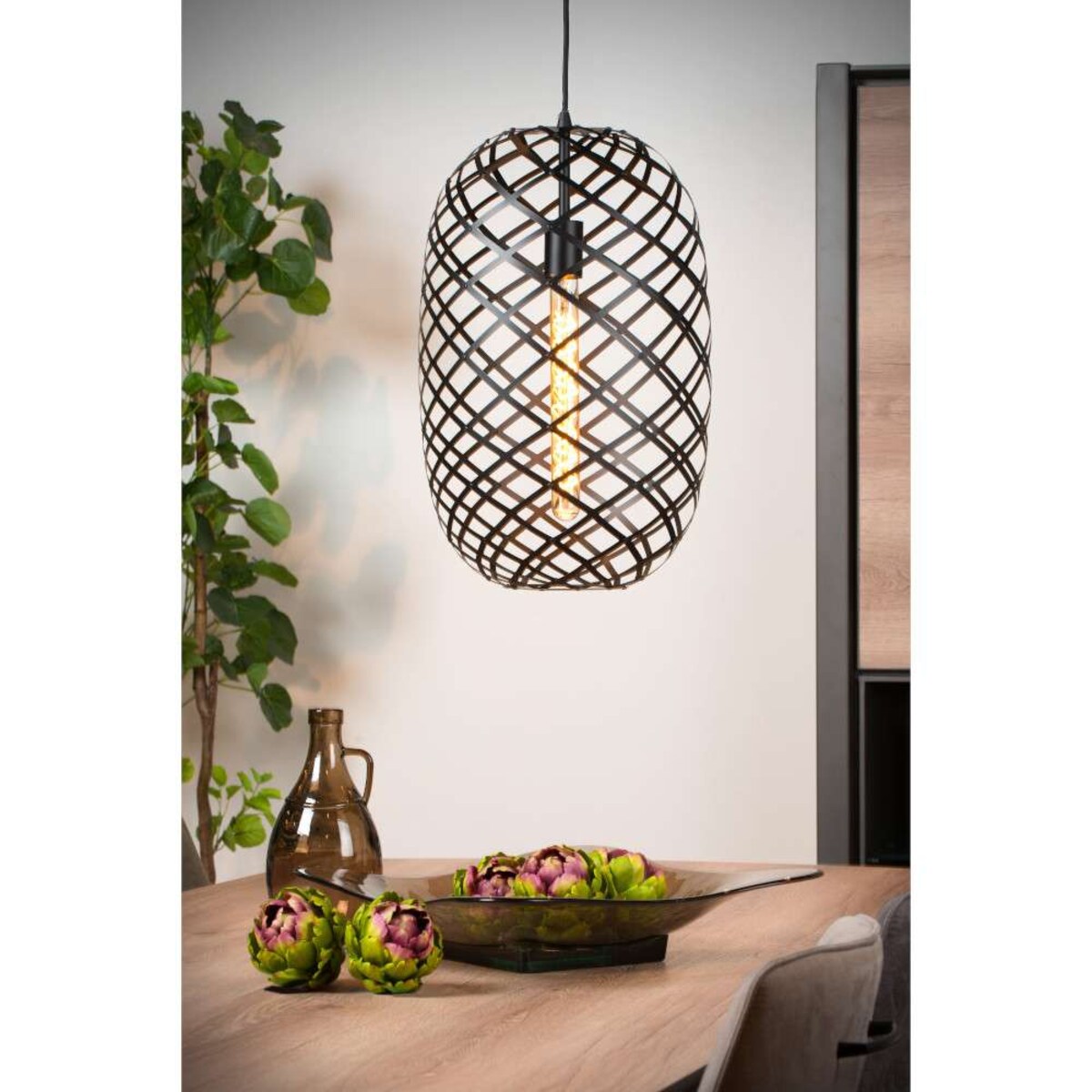 LAMPA wisząca WOLFRAM 21417/32/30 Lucide loftowa OPRAWA metalowy ZWIS druciany czarny | home&you
