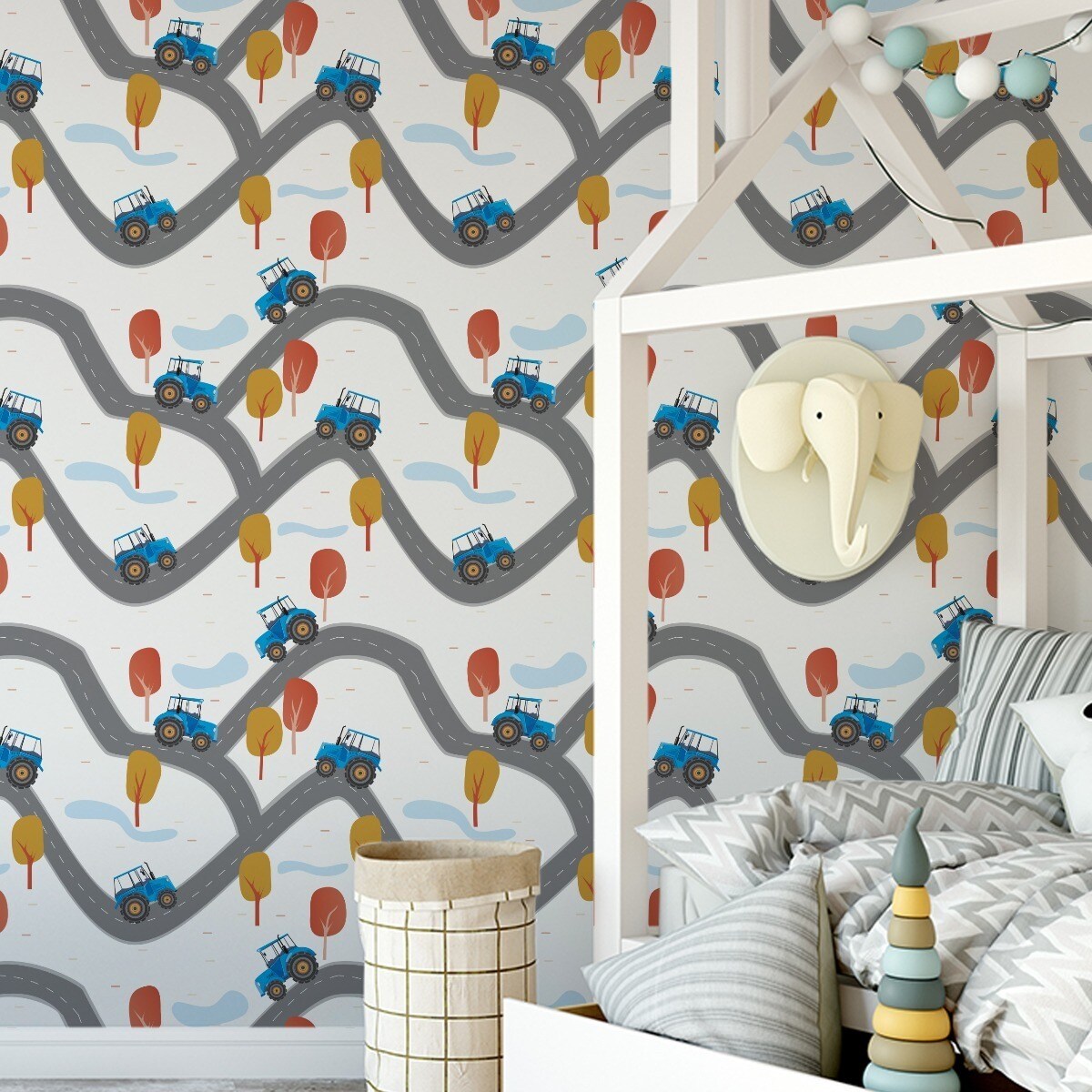 Tapeta Dziecięca TRAKTORY Drzewa Ulice | home&you