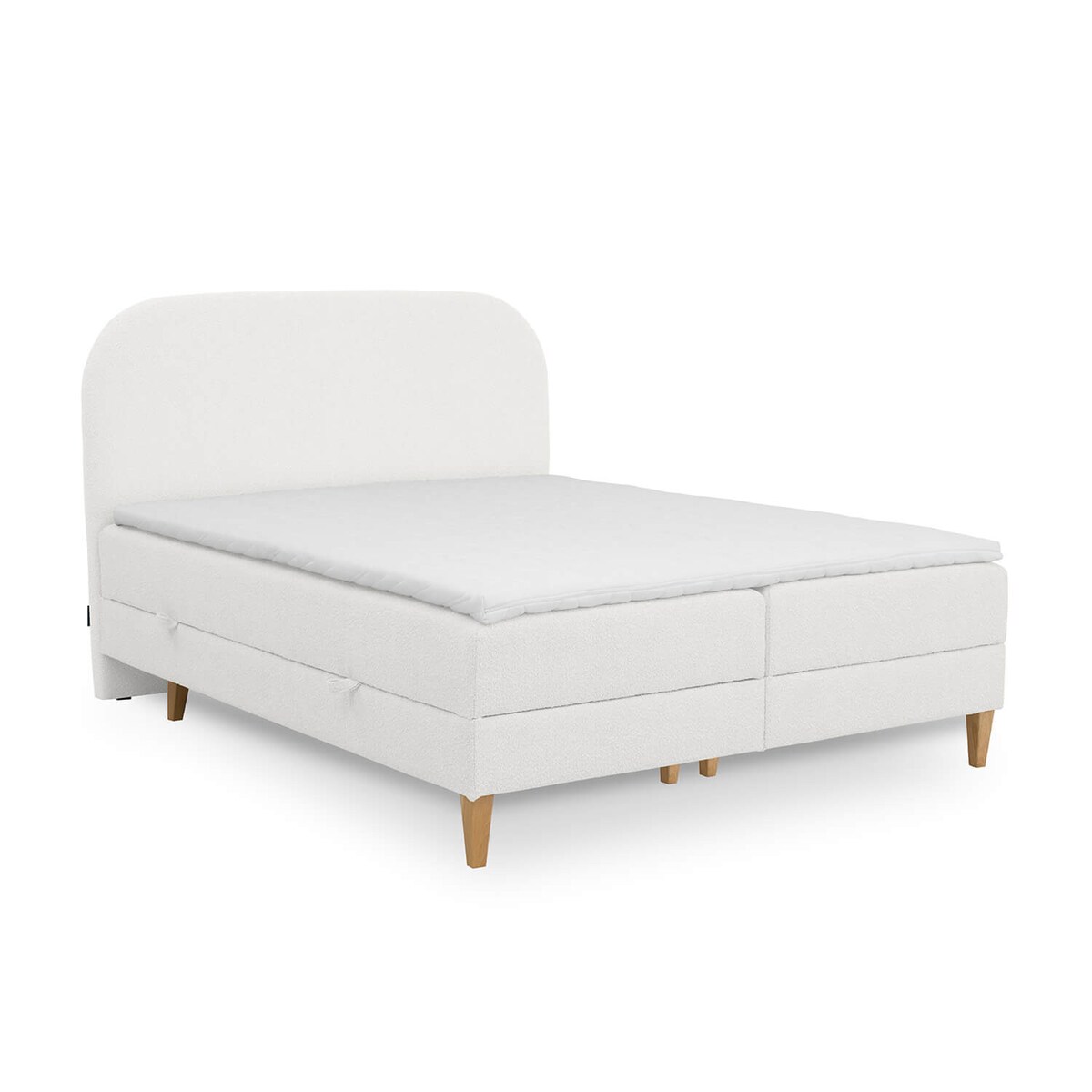 Łóżko kontynentalne CATRINE 200x200 z pojemnikiem, Biały, tkanina Baloo ...