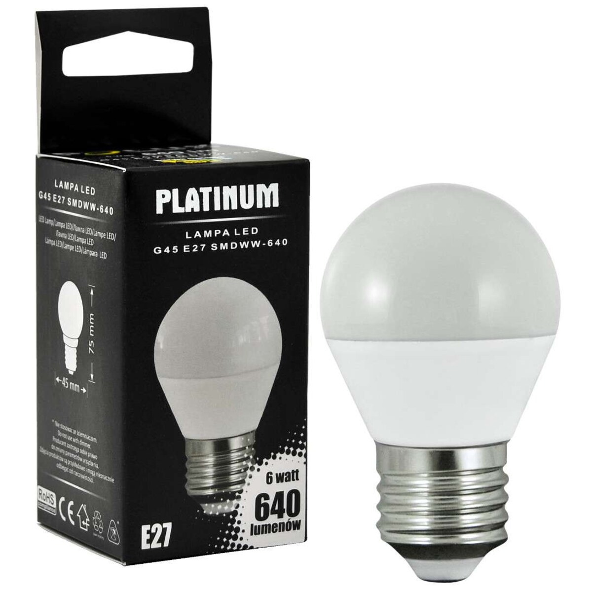 Żarówka 305671 Polux E27 AG45 LED 7W 640lm 230V kulka biała ciepła ...