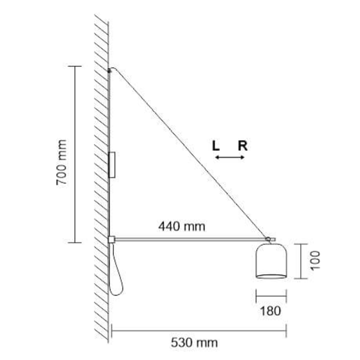Kinkiet LAMPA ścienna KABE 9018 Shilo metalowa OPRAWA na wysięgniku ...