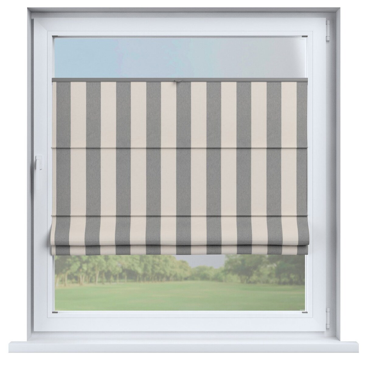 Roleta plisowana rzymska Sycylia, biało-szare pionowe pasy (5,5cm ...