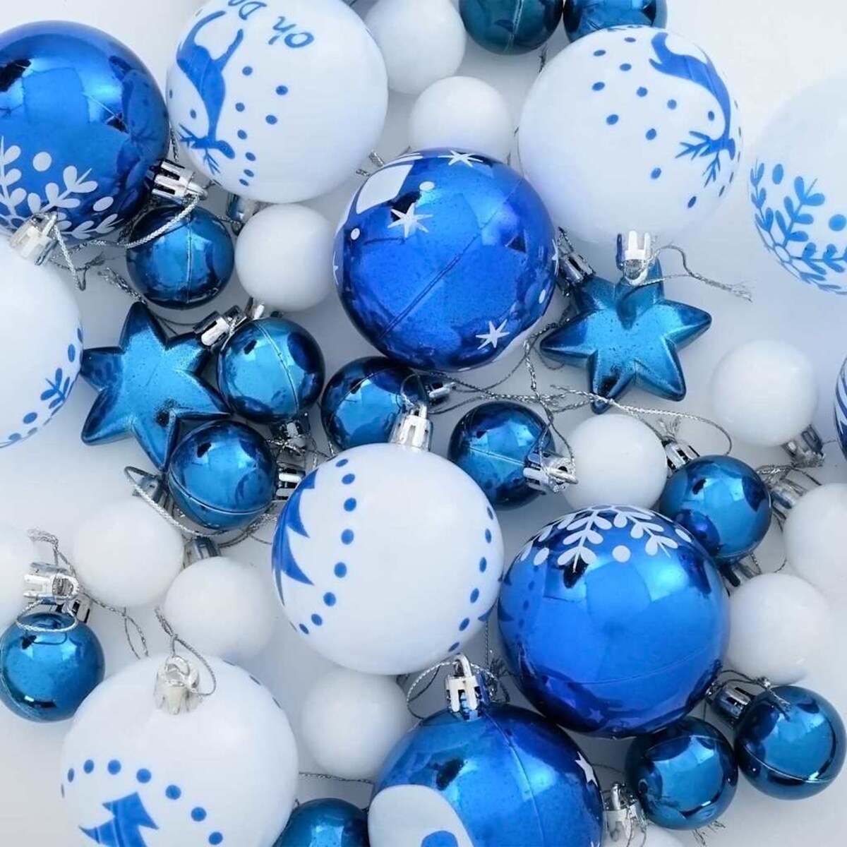 vidaXL Zestaw Bombek Choinkowych 40 pcs Niebieski i biały | home&you