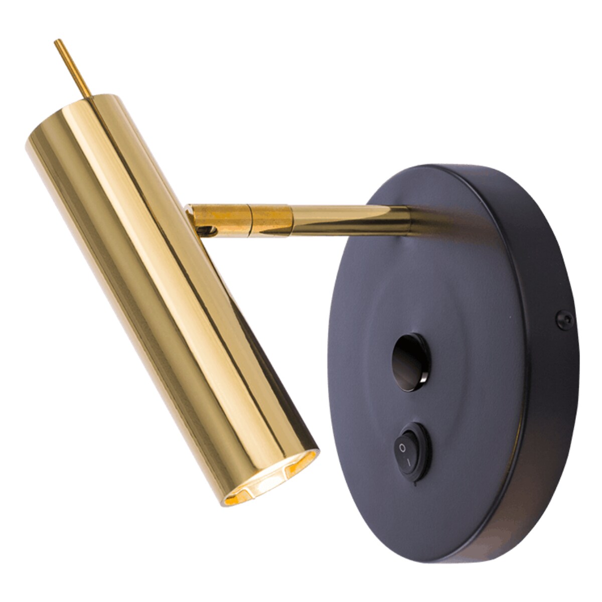 Kinkiet LAMPA ścienna AMOS 0173 Amplex okrągła OPRAWA metalowa tuba regulowana czarna złota ...