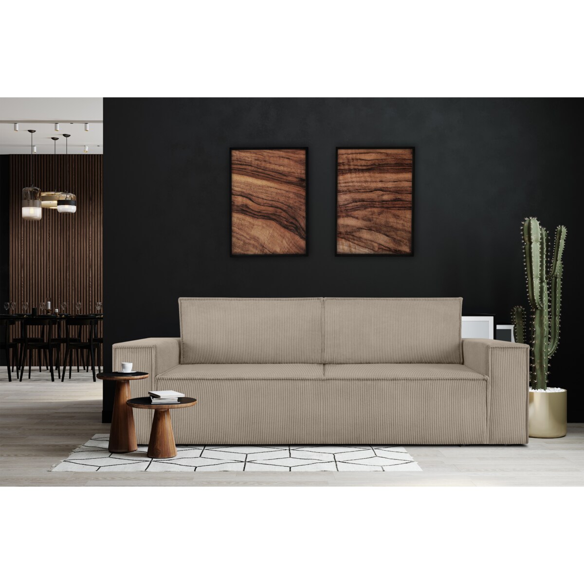 KONSIMO NAPI Sofa 3-osobowa z beżowym pojemnikiem na łóżko