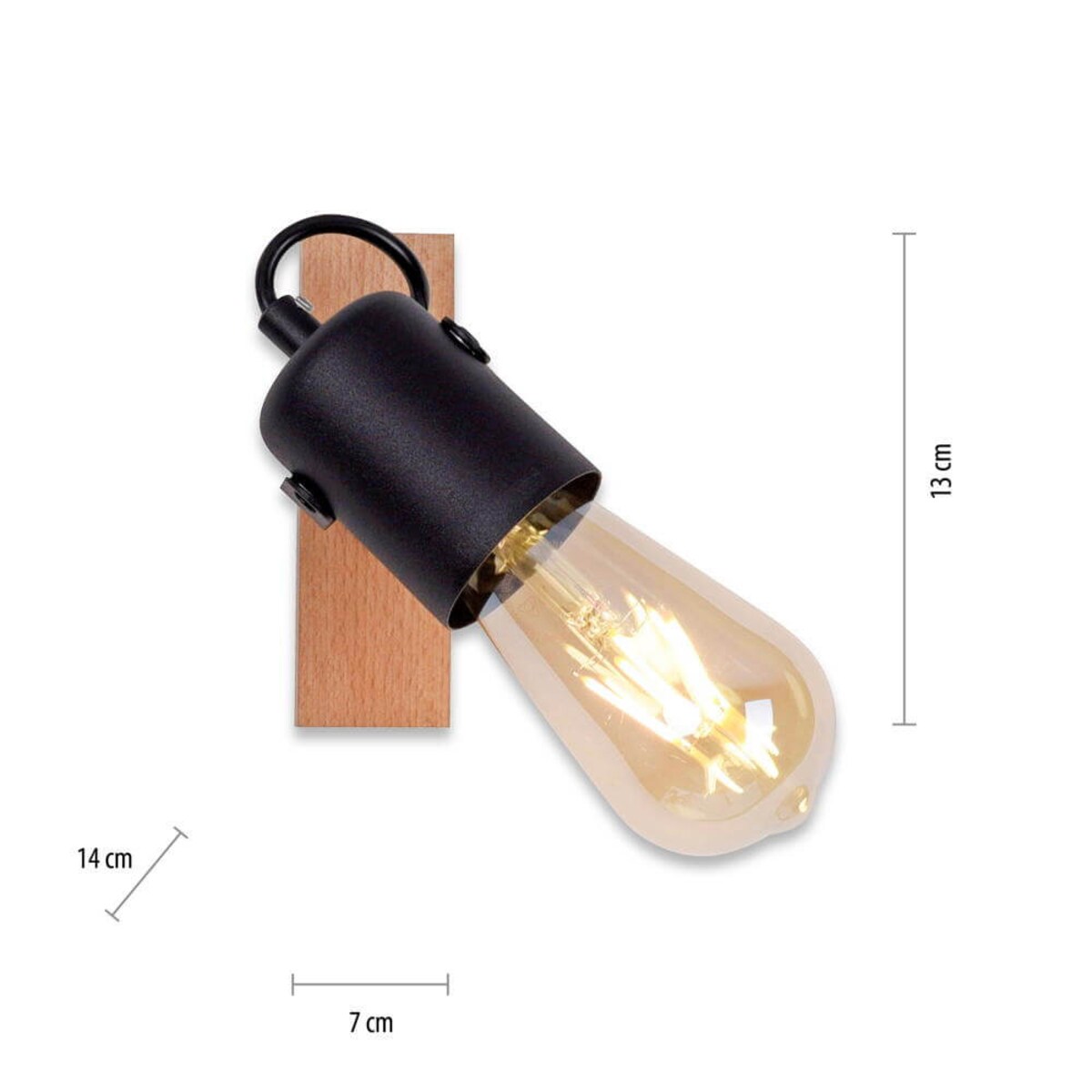 Industrialna lampa ścienna Canop z regulacją czarna drewno | home&you