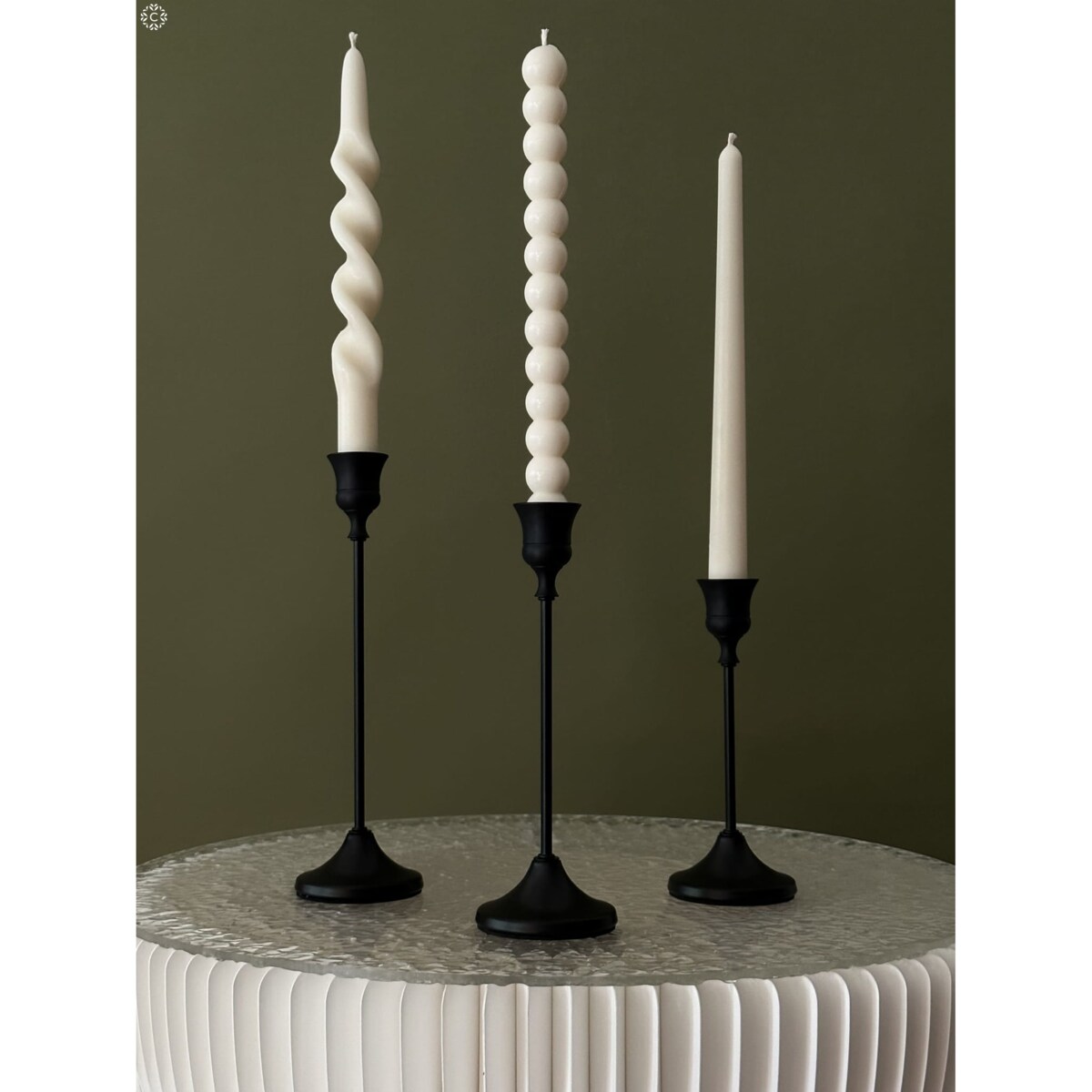 Zestaw trzech świeczników dekoracyjnych - czarny mat | home&you