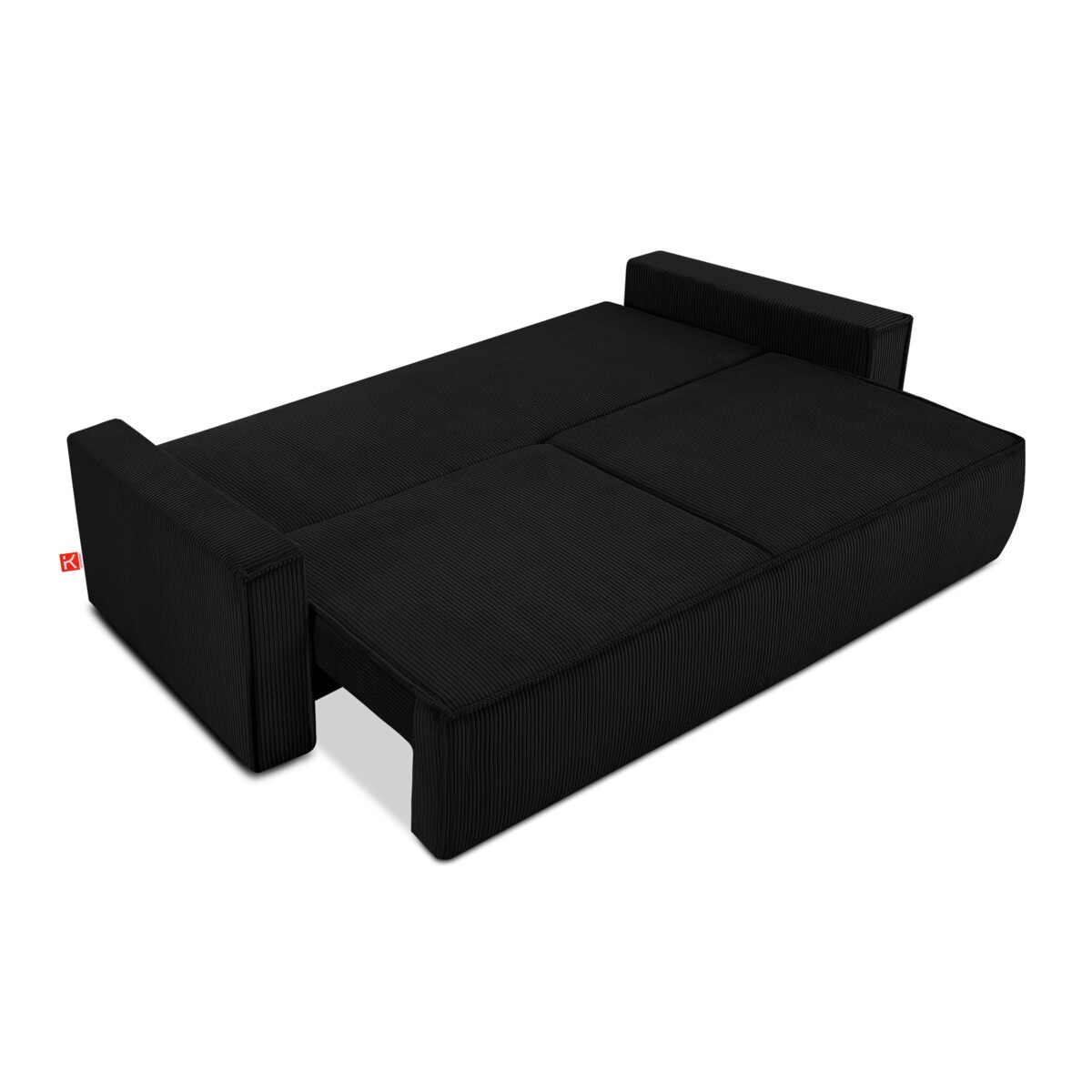 KONSIMO NAPI Sofa rozkładana 3-osobowa, sztruks czarny
