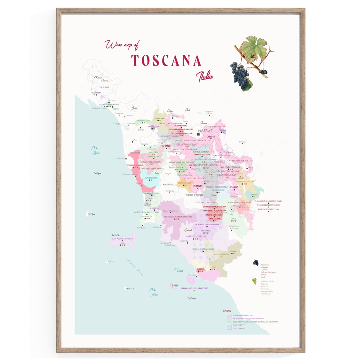 plakat TOSKANIA WŁOCHY region winiarski 40x50cm | home&you