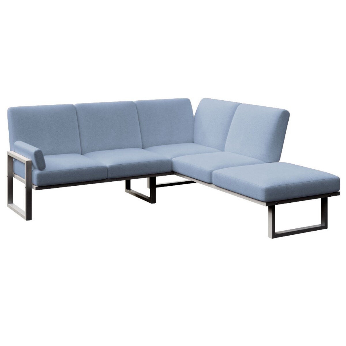 Soledo Canapé d'angle Bleu clair - Cadre Anthracite | home&you